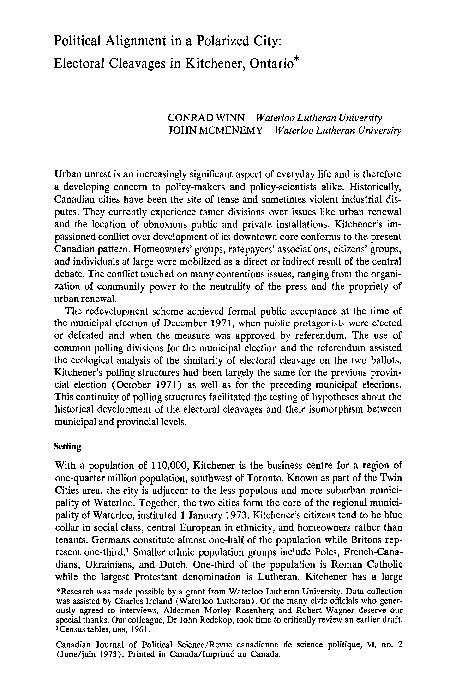 (PDF) Political Alignment in a Polarized City: Electoral Cleavages in ...