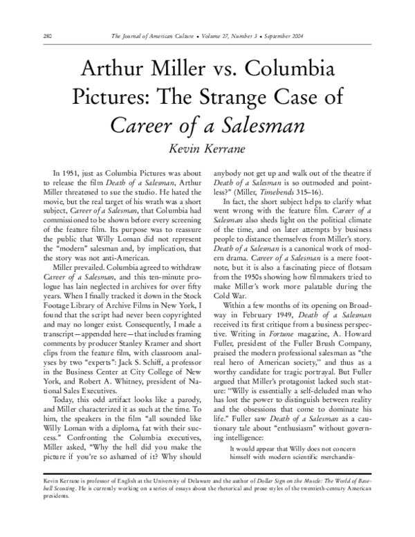 (PDF) Arthur Miller vs. Columbia Pictures: The Strange Case of Career ...