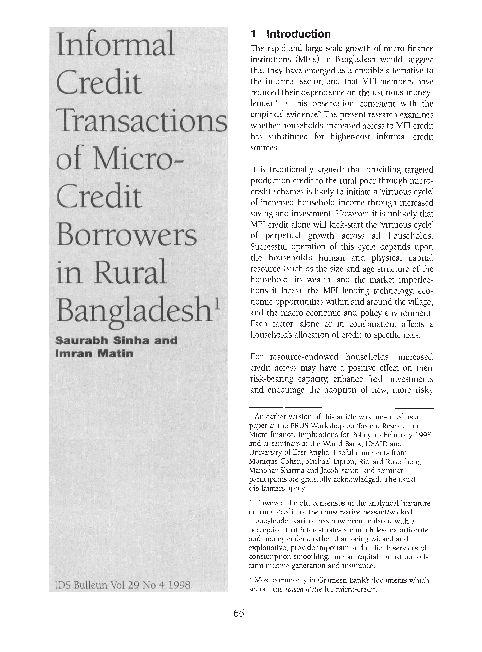 (PDF) Informal Credit Transactions of Micro-Credit Borrowers in Rural ...