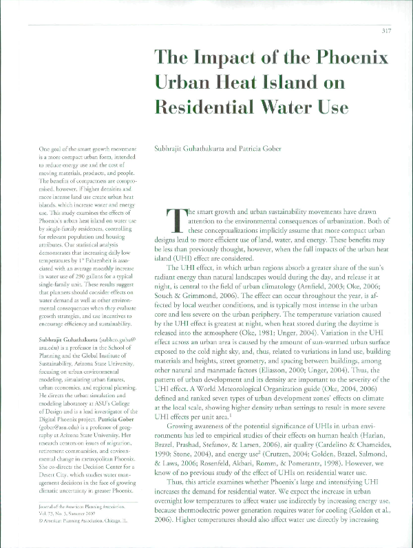 (PDF) The Impact of the Phoenix Urban Heat Island on Residential Water Use