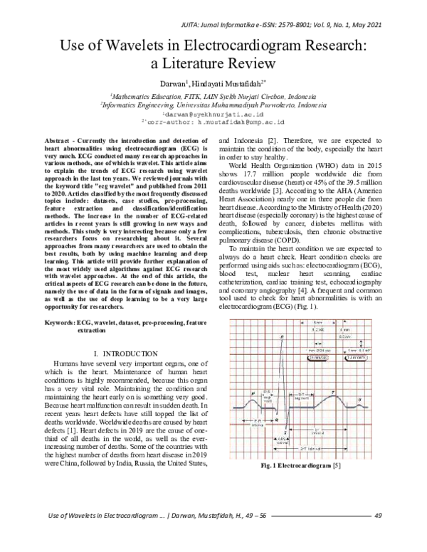 (PDF) Use of Wavelets in Electrocardiogram Research: a Literature Review
