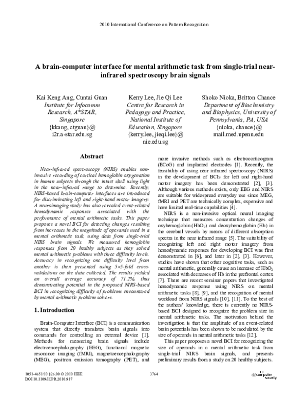 (PDF) A Brain-Computer Interface for Mental Arithmetic Task from Single-Trial Near-Infrared ...