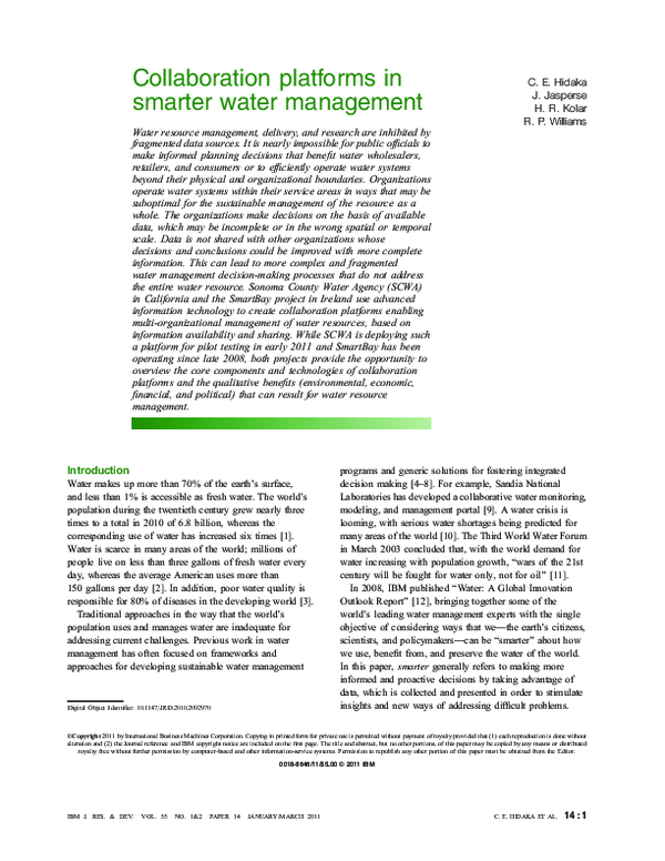 (PDF) Collaboration platforms in smarter water management