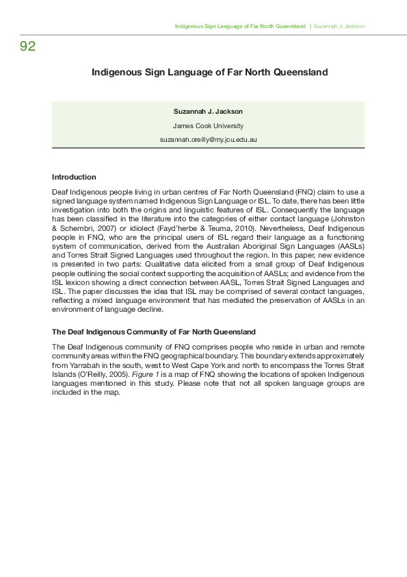 (PDF) Indigenous Sign Language of Far North Queensland