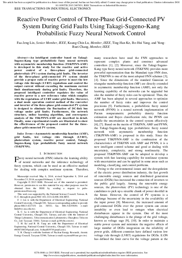 (PDF) Reactive Power Control of Three-Phase Grid-Connected PV System During Grid Faults Using ...