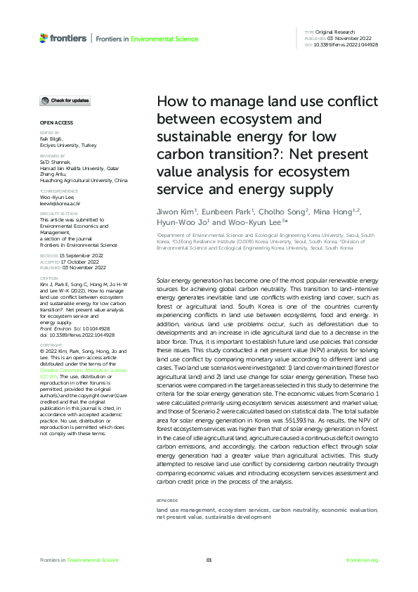 (PDF) How to manage land use conflict between ecosystem and sustainable ...