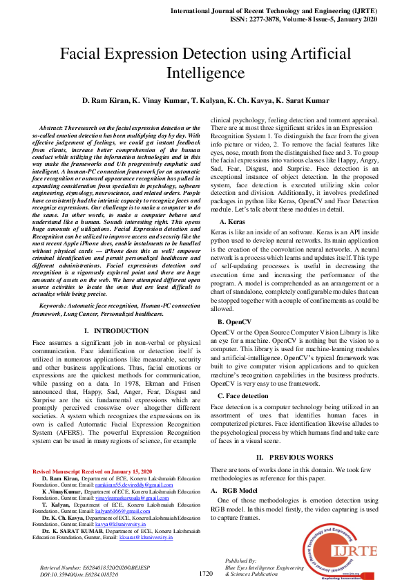 (PDF) Facial Expression Detection using Artificial Intelligence