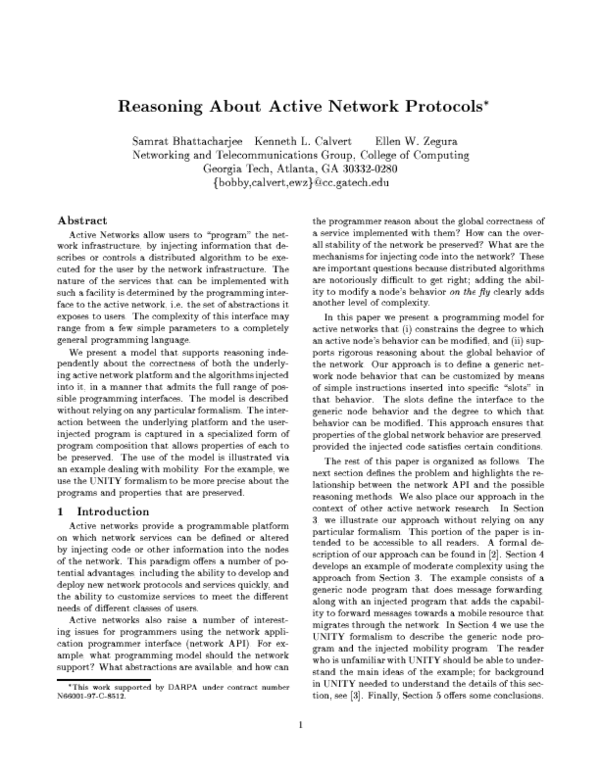 (PDF) Reasoning about active network protocols