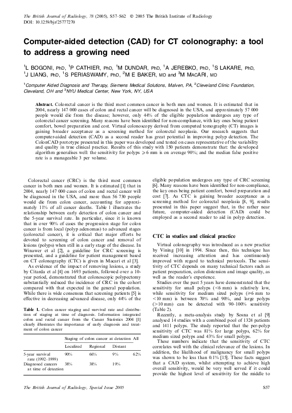 (PDF) Computer-aided detection (CAD) for CT colonography: a tool to address a growing need