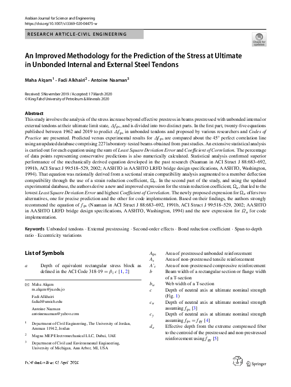 (PDF) An Improved Methodology for the Prediction of the Stress at ...