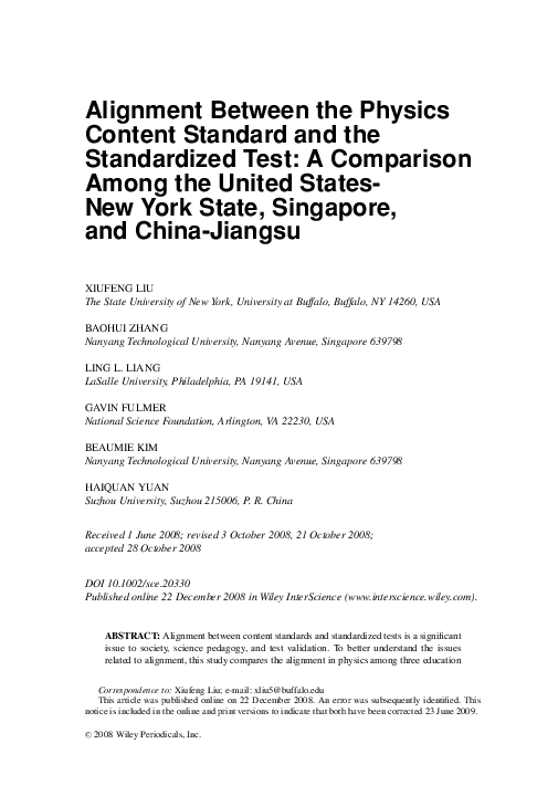 (PDF) Alignment between the physics content standard and the ...
