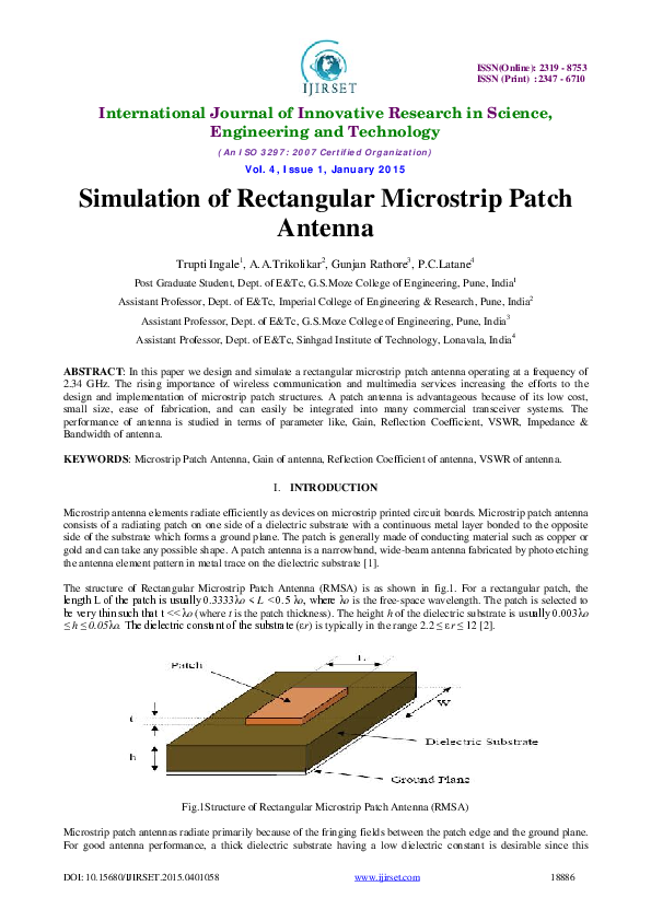 (PDF) Simulation of Rectangular Microstrip PatchAntenna