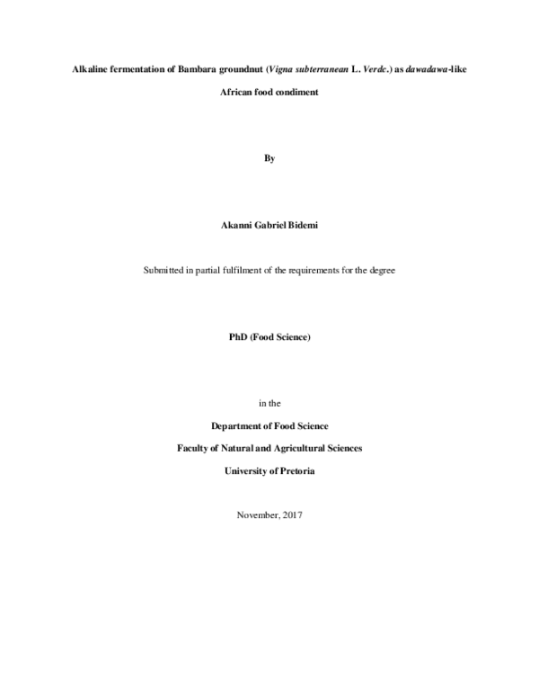 (PDF) Alkaline fermentation of Bambara groundnut (Vigna subterranean L ...