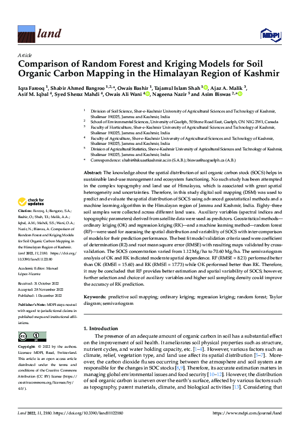 (PDF) Comparison of Random Forest and Kriging Models for Soil Organic Carbon Mapping in the ...