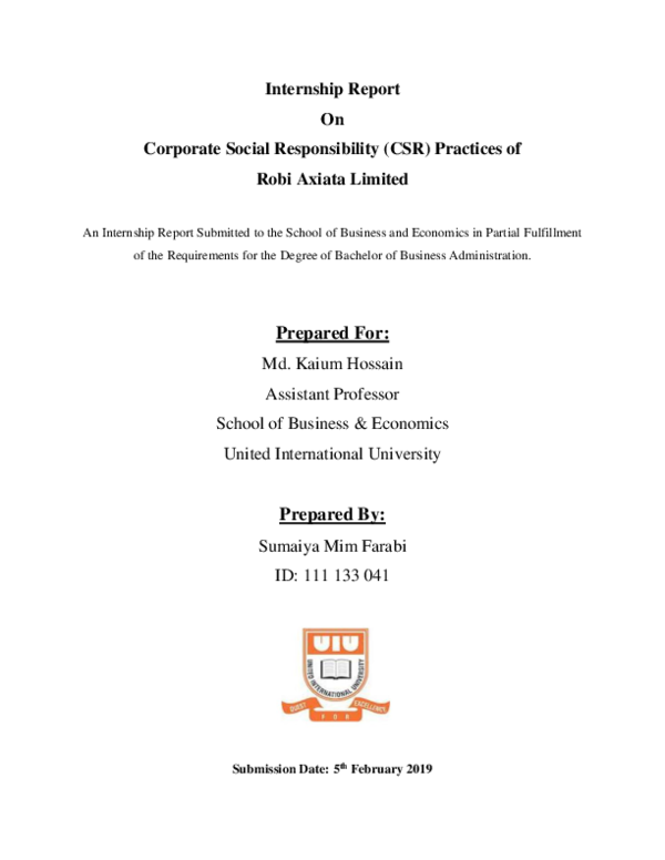 (PDF) Corporate Social Responsibility (CSR) Practices of Robi Axiata Limited