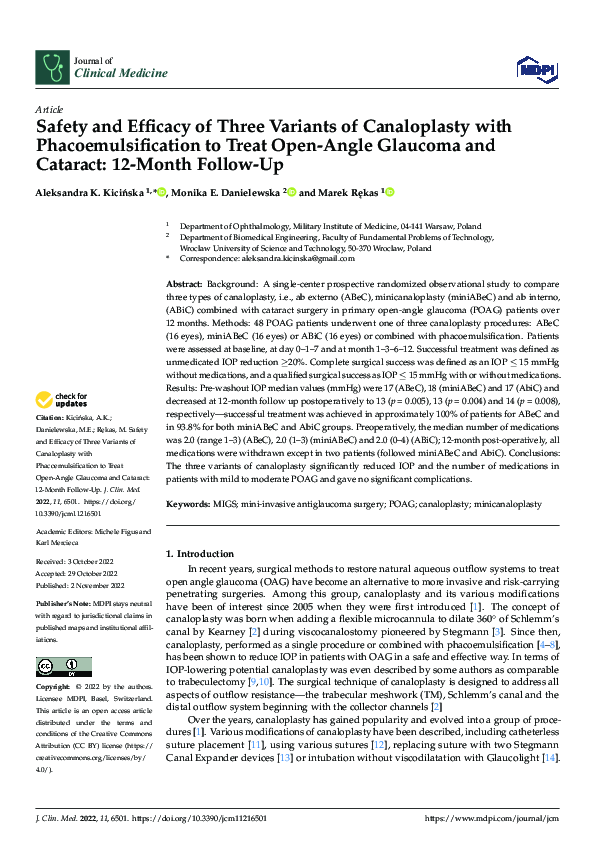 (PDF) Safety and Efficacy of Three Variants of Canaloplasty with ...