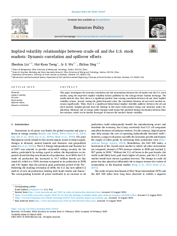 (PDF) Implied volatility relationships between crude oil and the U.S ...