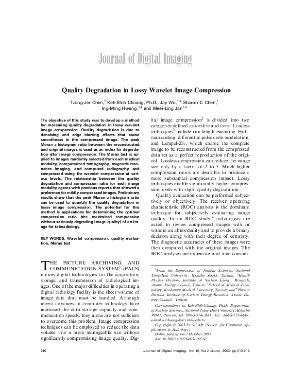 (PDF) Quality Degradation in Lossy Wavelet Image Compression