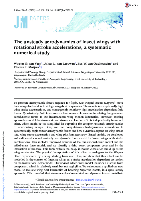 (PDF) The unsteady aerodynamics of insect wings with rotational stroke accelerations, a ...