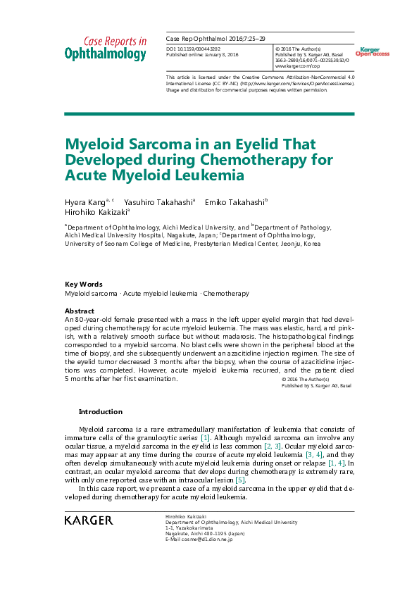 (PDF) Myeloid Sarcoma in an Eyelid That Developed during Chemotherapy ...