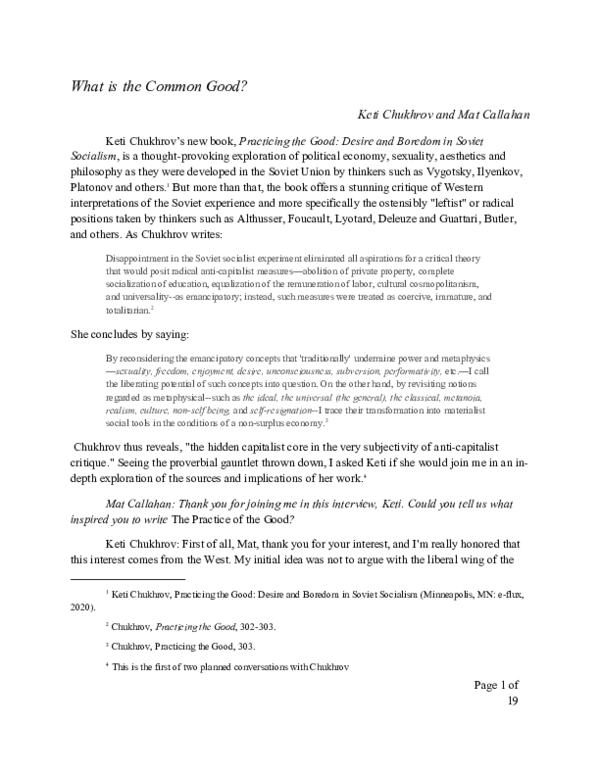 (DOC) What is the Common Good?