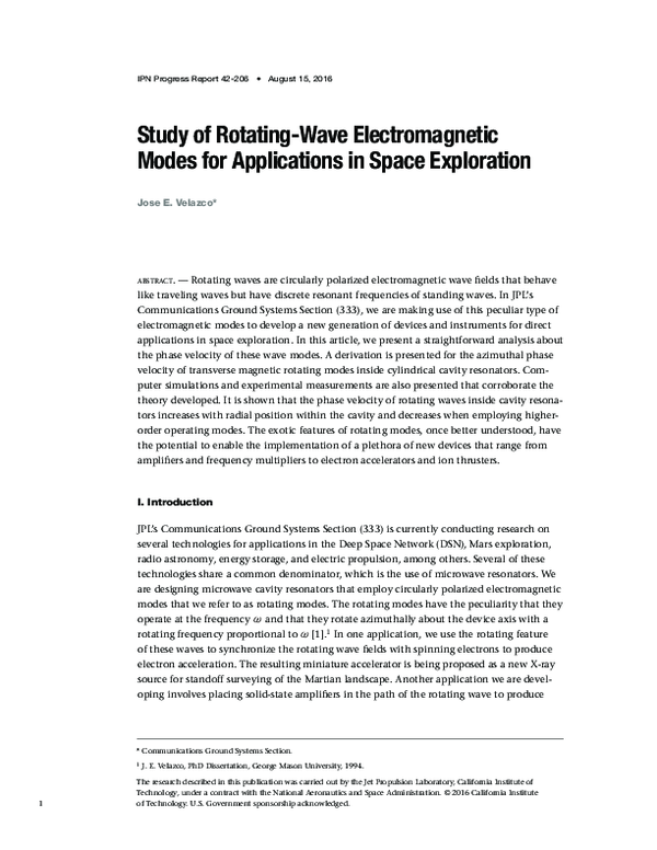 (PDF) Study of Rotating-Wave Electromagnetic Modes for Applications in ...