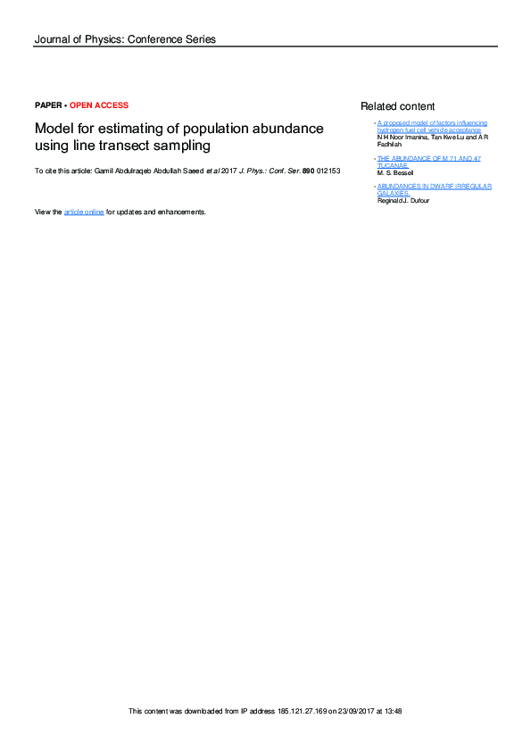 (PDF) Model for estimating of population abundance using line transect sampling