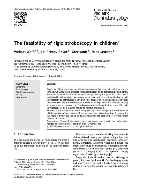 (PDF) The feasibility of rigid stroboscopy in children