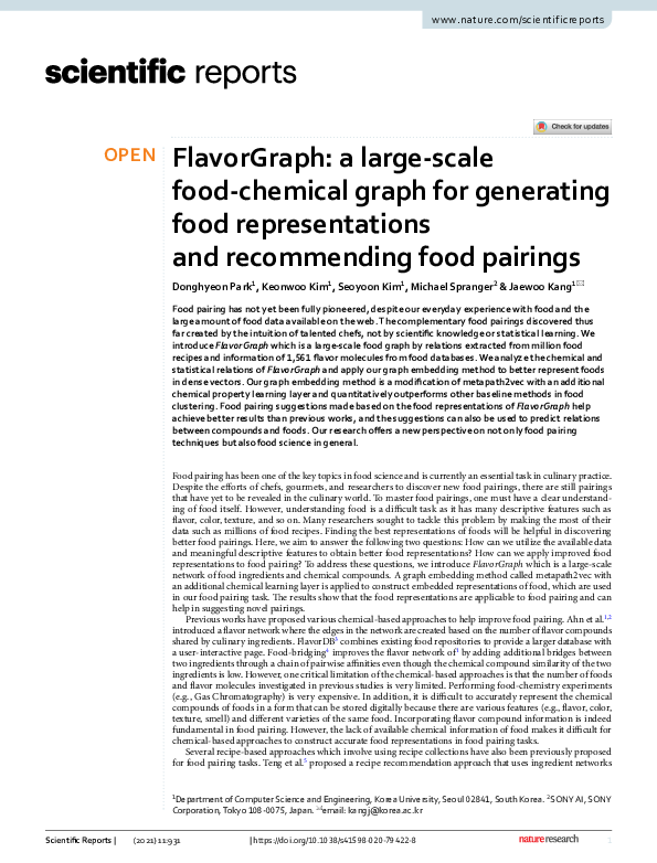 (PDF) FlavorGraph: a large-scale food-chemical graph for generating ...