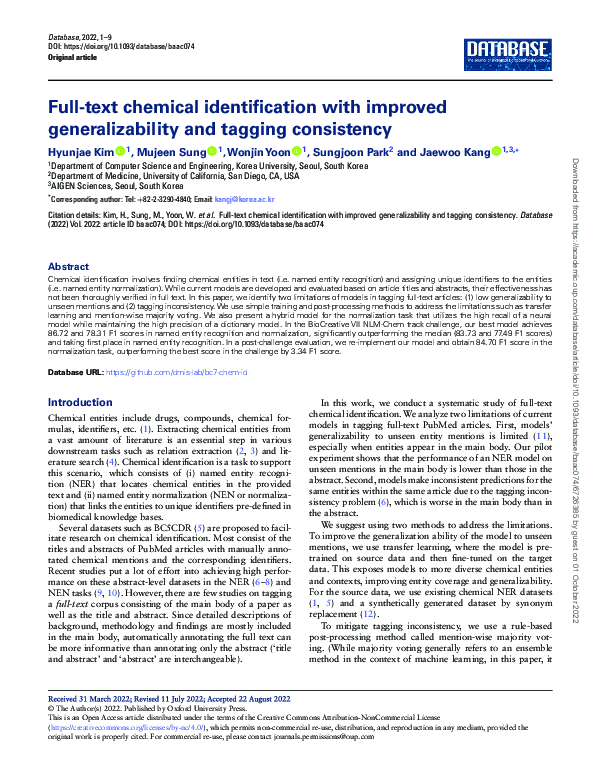 (PDF) Enhanced Full-Text Chemical Identification