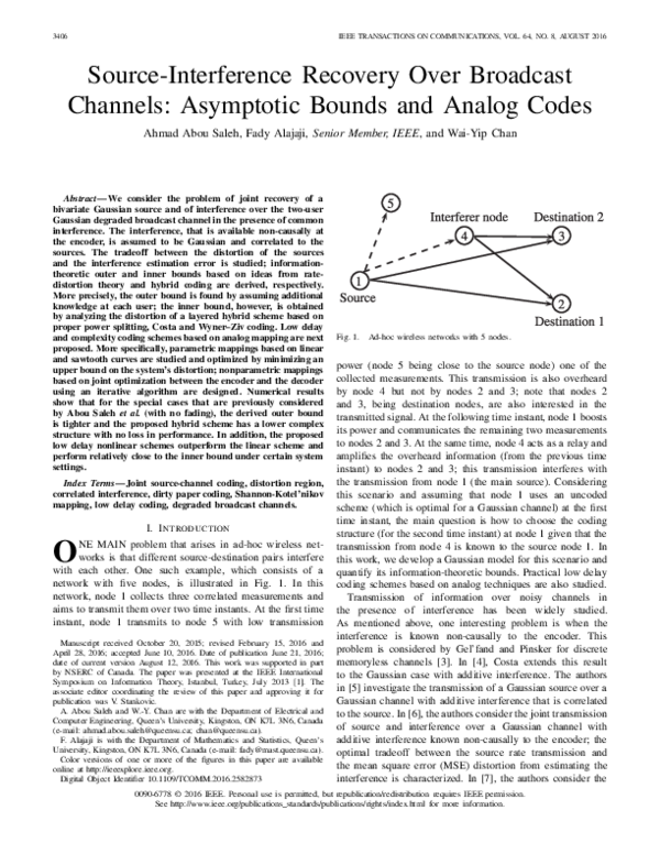 (PDF) Source-Interference Recovery over Broadcast Channels: Asymptotic ...