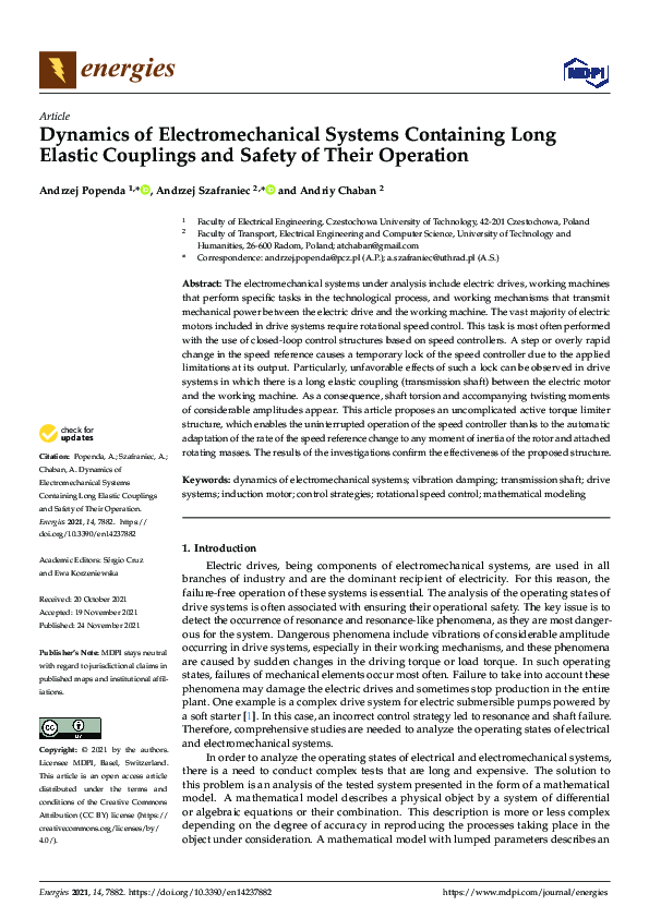 (PDF) Dynamics of Electromechanical Systems Containing Long Elastic ...