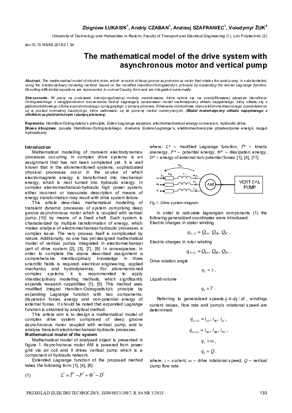 (PDF) The mathematical model of the drive system with asynchronous motor and vertical pump