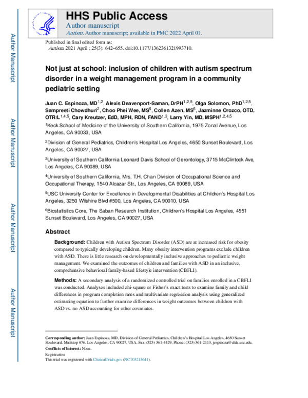 (PDF) Not just at school: Inclusion of children with autism spectrum ...