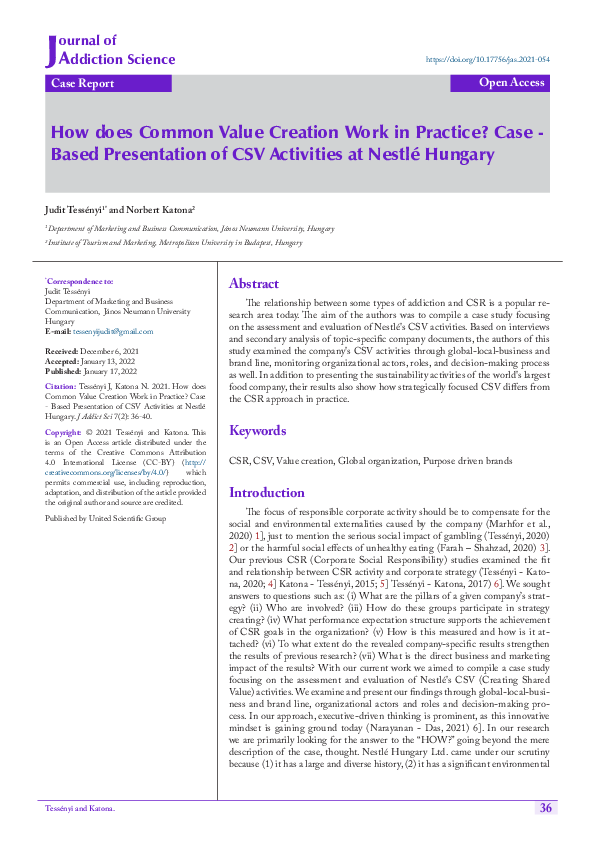 (PDF) How does Common Value Creation Work in Practice? Case – Based ...