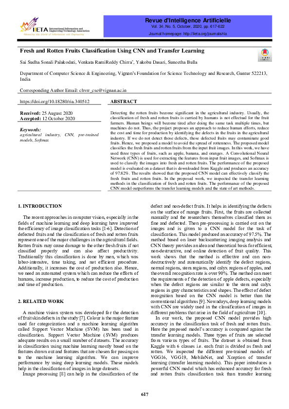 (PDF) Fresh and Rotten Fruits Classification Using CNN and Transfer Learning