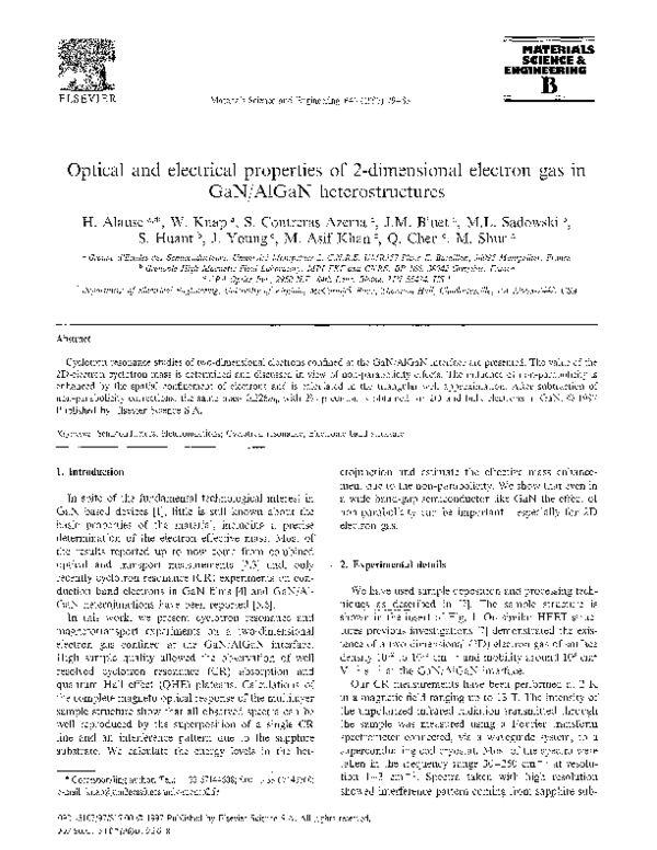 (PDF) Optical and electrical properties of 2-dimensional electron gas ...
