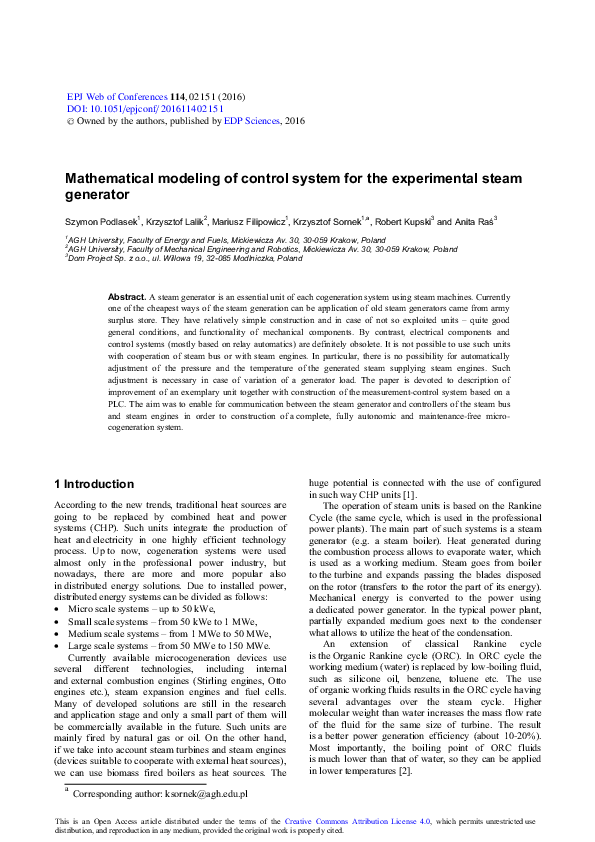 (PDF) Mathematical modeling of control system for the experimental ...