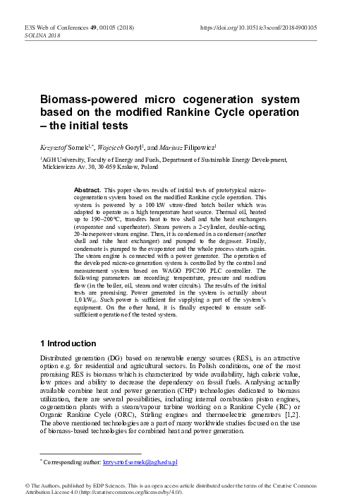 (PDF) Biomass-powered micro cogeneration system based on the modified ...