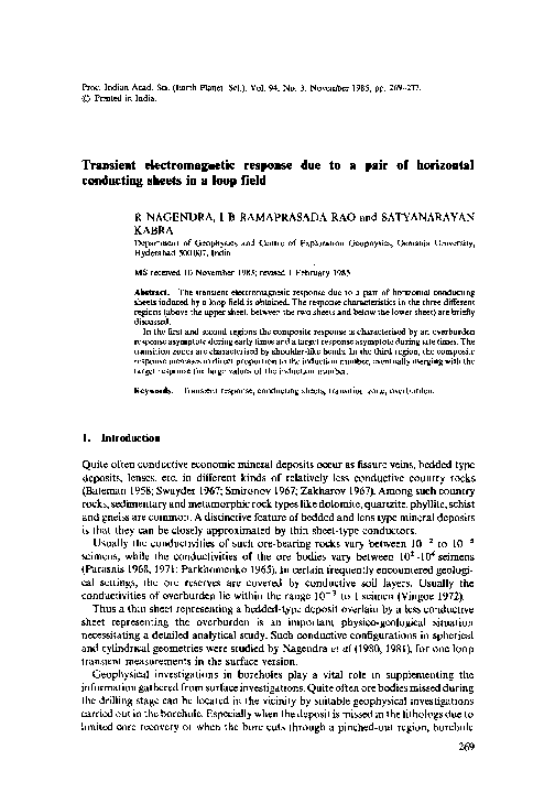 (PDF) EM Response of Horizontal Conducting Sheets in Loop Field