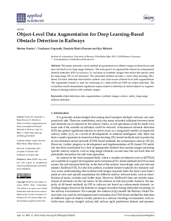 Pdf Synthetic Image Augmentation For Obstacle Detection
