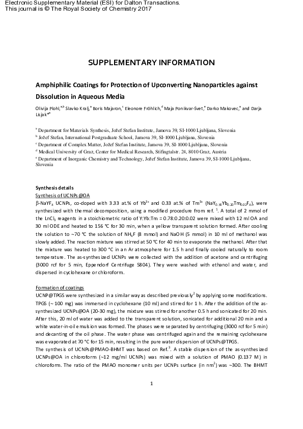 (PDF) Amphiphilic coatings for the protection of upconverting nanoparticles against dissolution ...