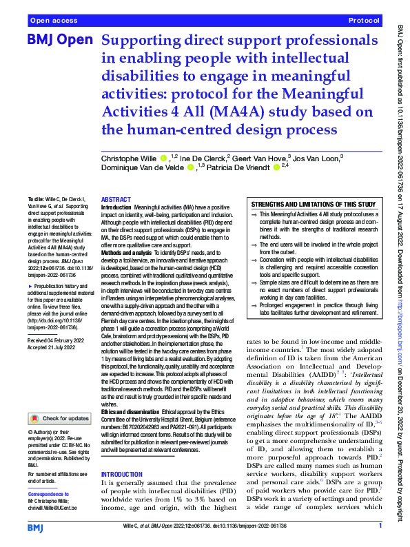 (PDF) Supporting direct support professionals in enabling people with ...