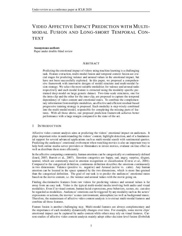(PDF) Video Affective Impact Prediction with Multimodal Fusion and Long-Short Temporal Context