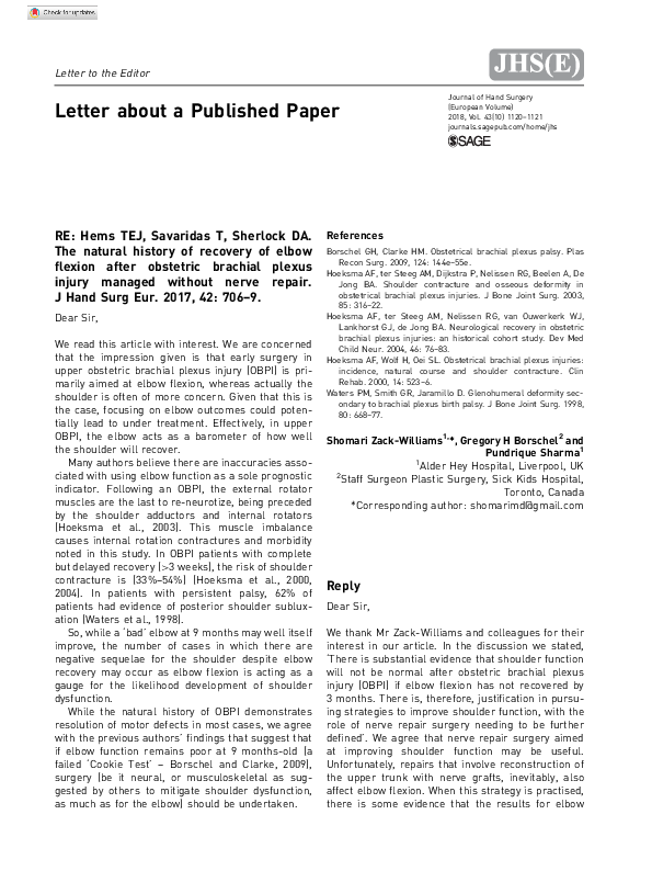 (PDF) Letter about a Published Paper
