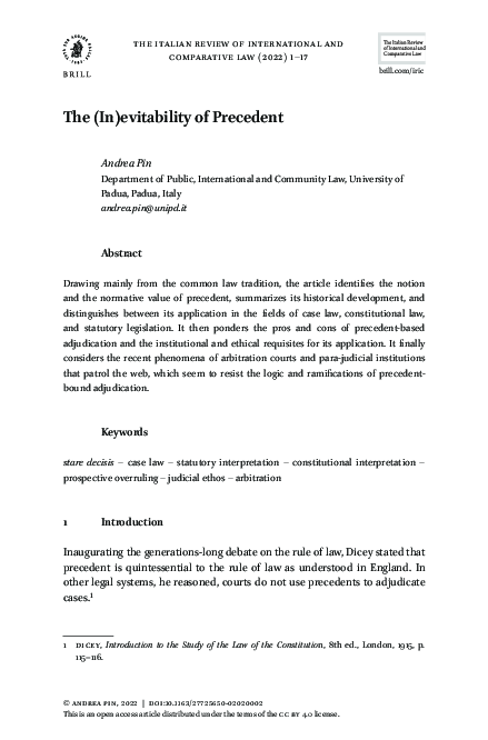 (PDF) The (In)evitability of Precedent