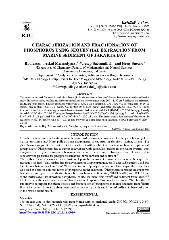 (PDF) Characterization and Fractionation of Phosphorus Using Sequential Extraction from Marine ...