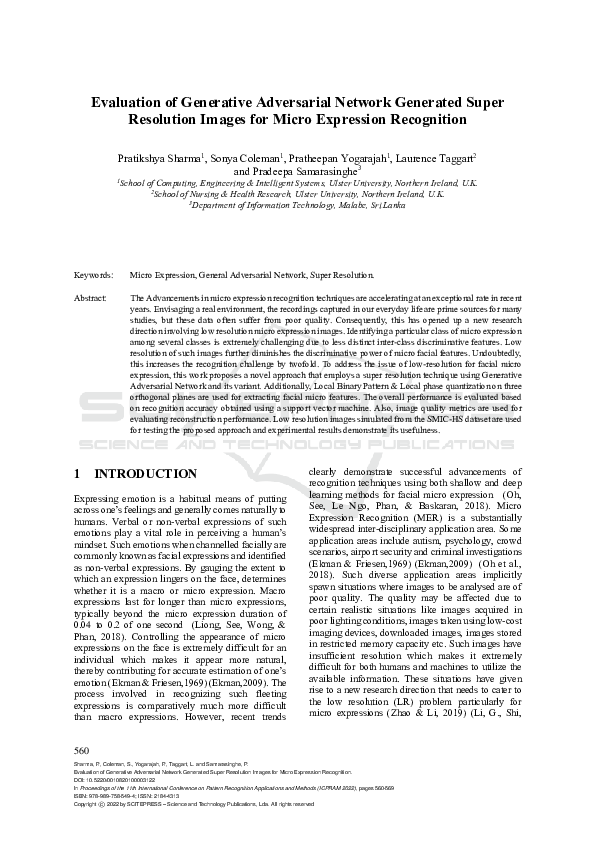 (PDF) Evaluation of Generative Adversarial Network Generated Super Resolution Images for Micro ...
