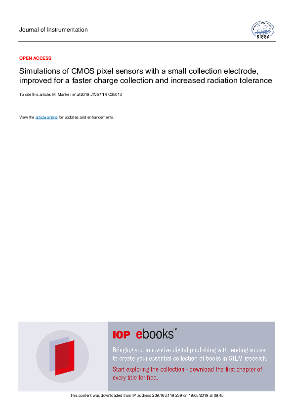 (PDF) Simulations of CMOS pixel sensors with a small collection electrode, improved for a faster ...