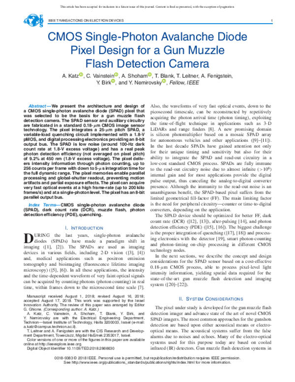 (PDF) CMOS Single-Photon Avalanche Diode Pixel Design for a Gun Muzzle ...